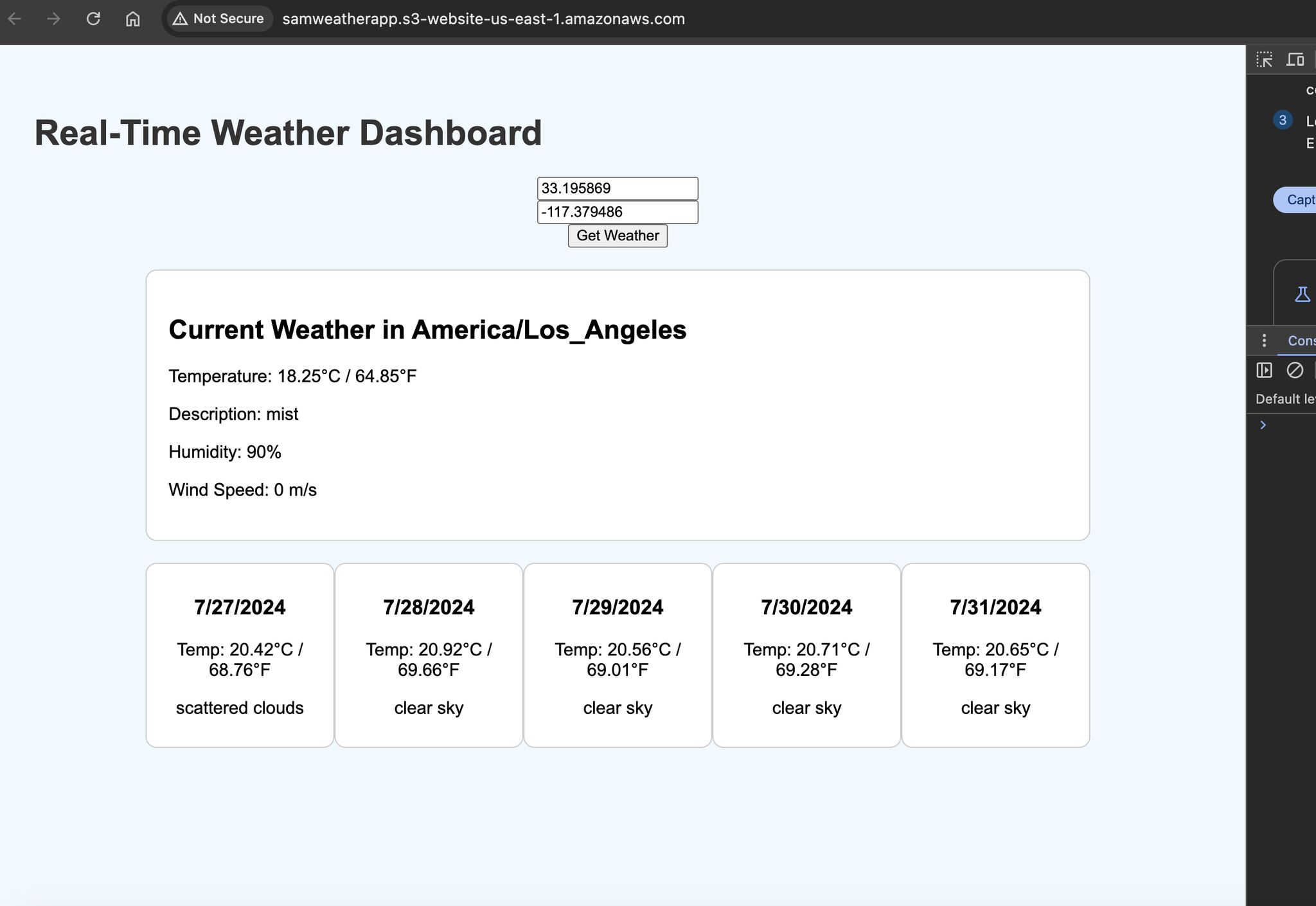 Real-time Weather Dashboard Project - Amir Malaeb